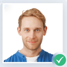 Correct facial expression for ID photo